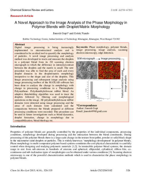 (PDF) A Novel Approach to the Image Analysis of the Phase Morphology in ...