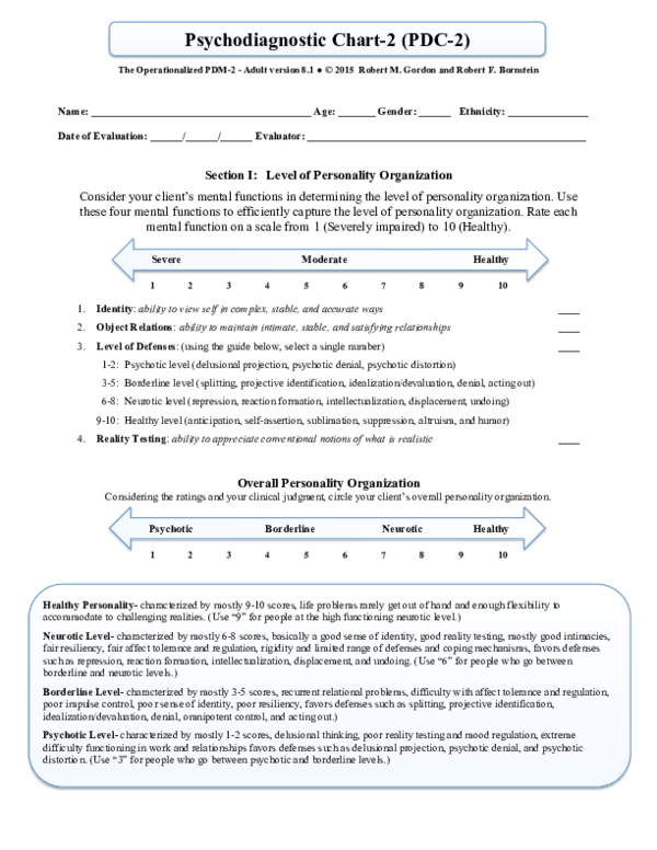 (PDF) The Psychodiagnostic Chart-2 v.8.1 (PDC-2), DOI: 10.13140/RG.2.1.4147.4647 | Robert M ...