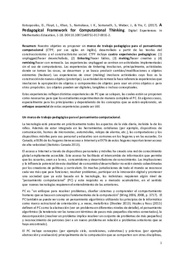 Doc A Pedagogical Framework For Computational Thinking