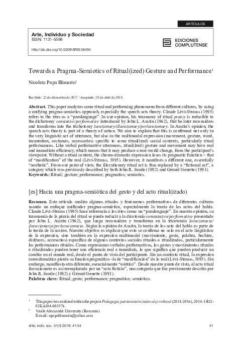 (PDF) Towards a Pragma-Semiotics of Ritual(ized) Gesture and ...