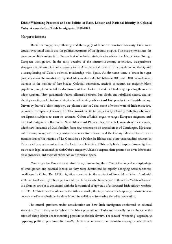 (PDF) Ethnic Whitening Processes and the Politics of Race, Labour and ...