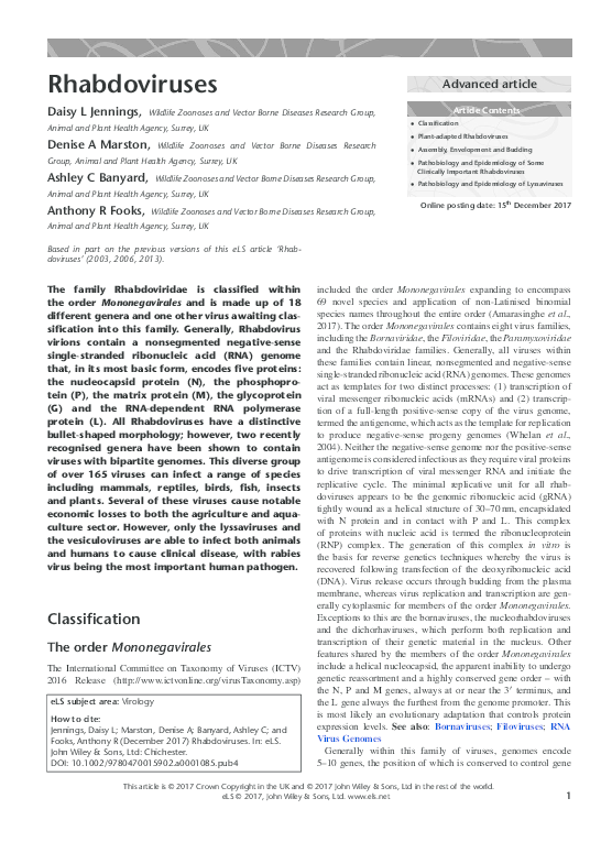 (PDF) Classification The order Mononegavirales