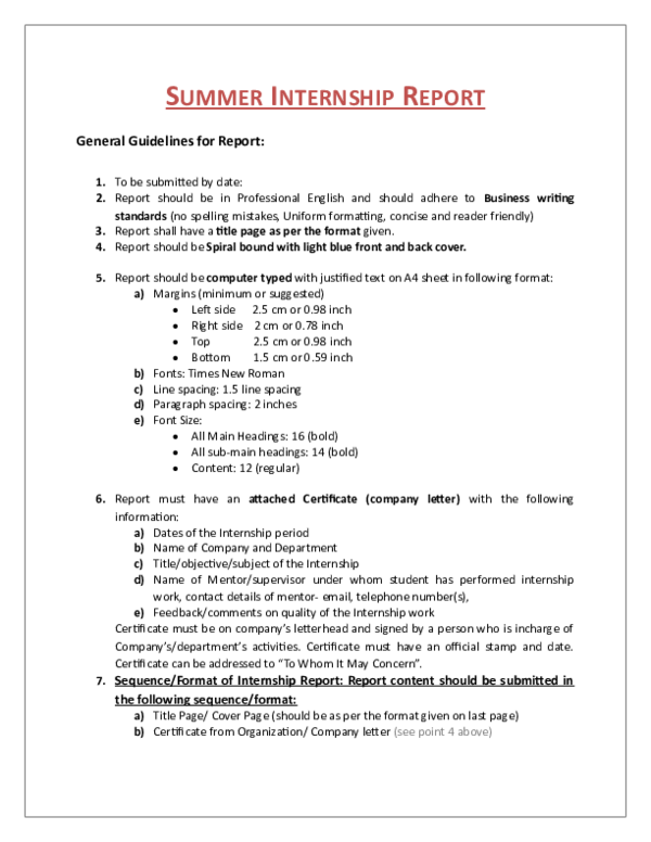 (DOC) Summer Internship Report General Guidelines for Report | Twinkle ...
