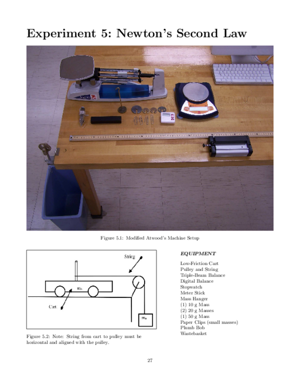 (PDF) Experiment 5: Newton's Second Law