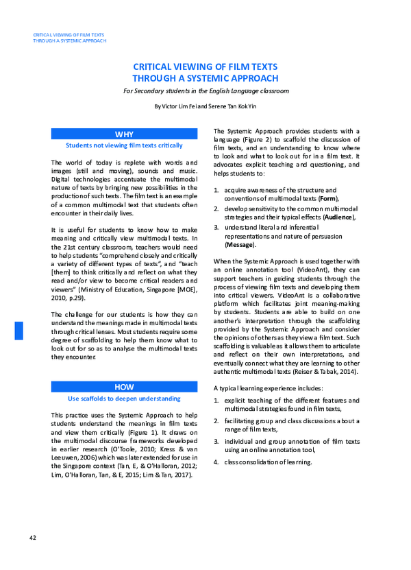 (PDF) CRITICAL VIEWING OF FILM TEXTS THROUGH A SYSTEMIC APPROACH