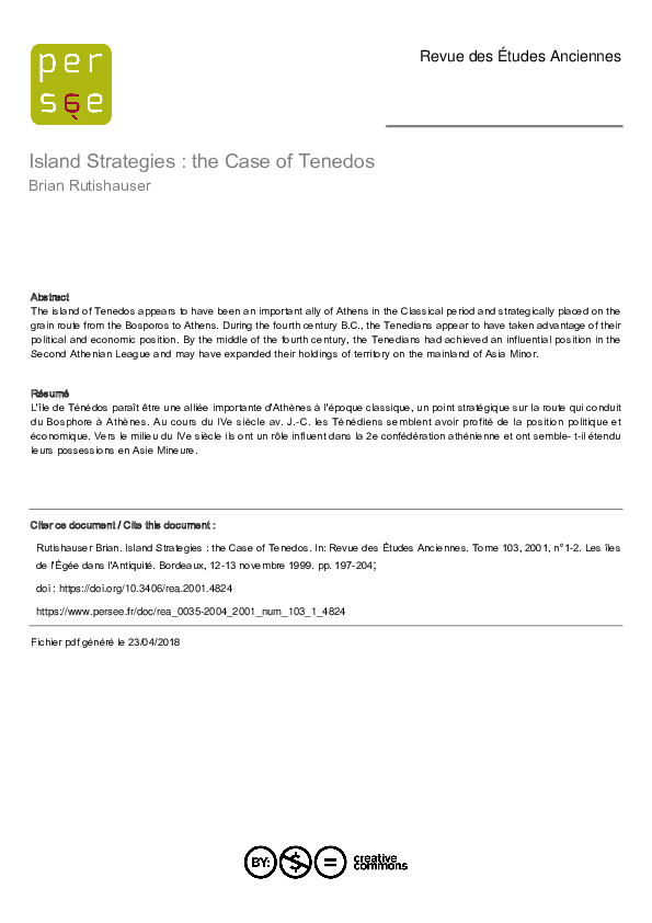 (PDF) Island Strategies: the Case of Tenedos