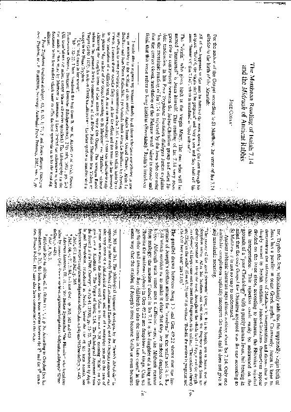 (PDF) (New scan). The Matthean Reading of Isaiah 7 14 and the Midrash ...