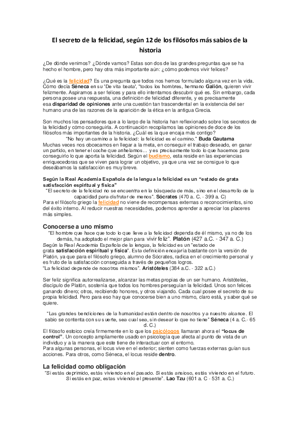 (DOC) El secreto de la felicidad, según 12 de los filósofos más sabios ...