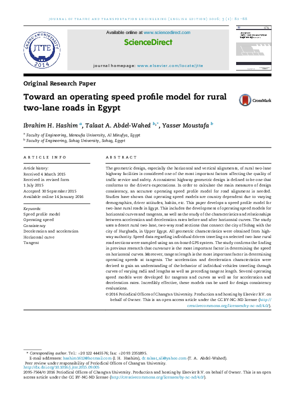 (PDF) Toward an operating speed profile model for rural two-lane roads ...