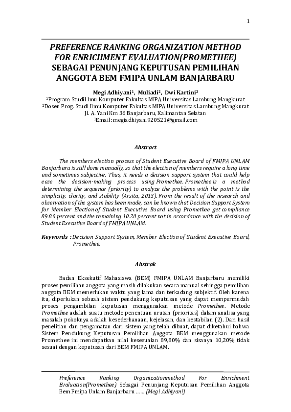 (PDF) PREFERENCE RANKING ORGANIZATION METHOD FOR ENRICHMENT EVALUATION ...