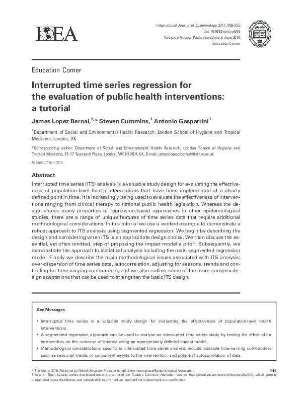 (PDF) Interrupted time series regression for the evaluation of public ...