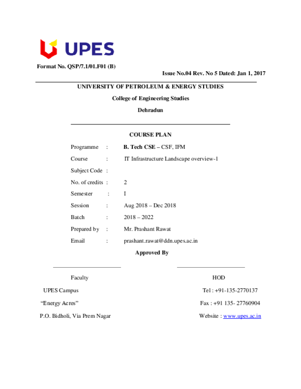 (DOC) IT infra course plan updated final | Sparsh Mehta - Academia.edu