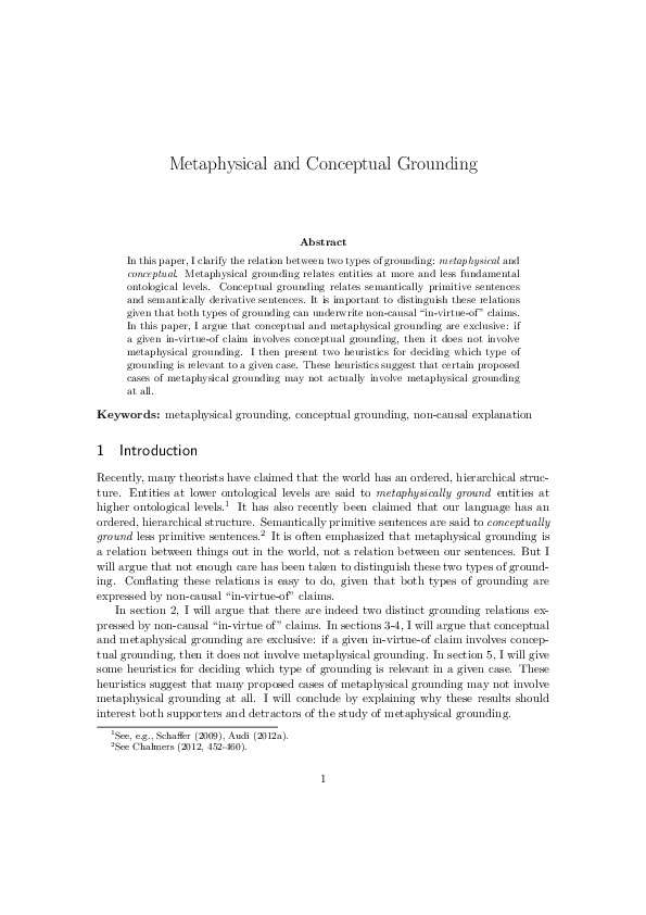 (PDF) Metaphysical and Conceptual Grounding