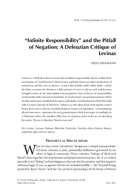 (PDF) " Infinite Responsibility " and the Pitfall of Negation: A ...