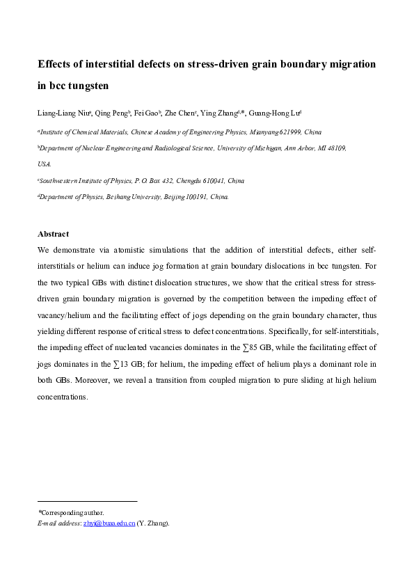 (PDF) Effects of interstitial defects on stress-driven grain boundary ...