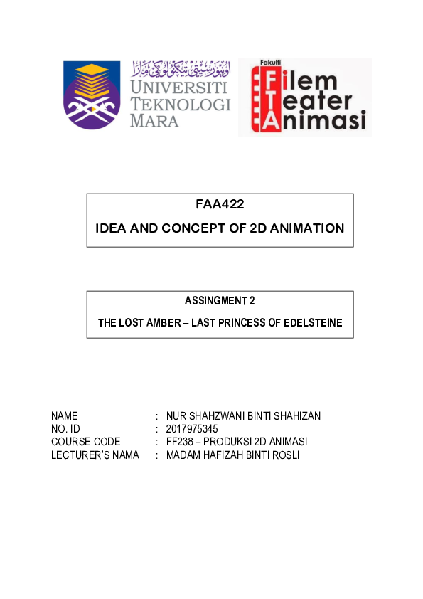 (PDF) Research Concept for 2D Animation - The Lost Amber