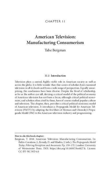 (PDF) American Television: Manufacturing Consumerism