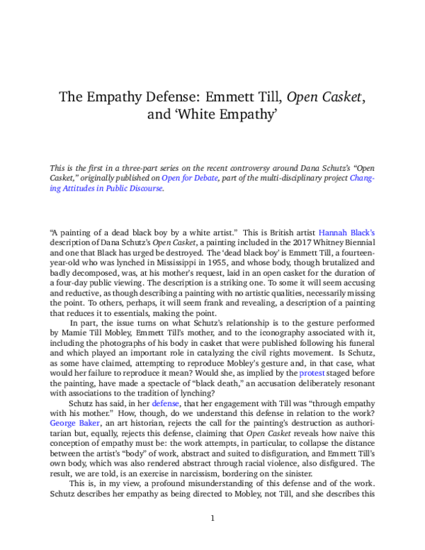 (PDF) Empathy in the Emmett Till Controversy