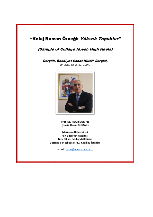(PDF) "Kolaj Roman Örneği: Yüksek Topuklar" / Sample of Collage Novel ...