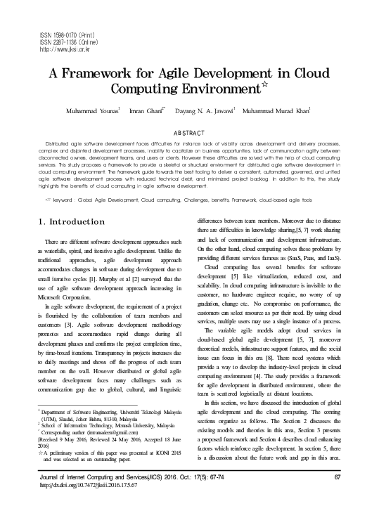 Pdf A Framework For Agile Development In Cloud Computing Environment