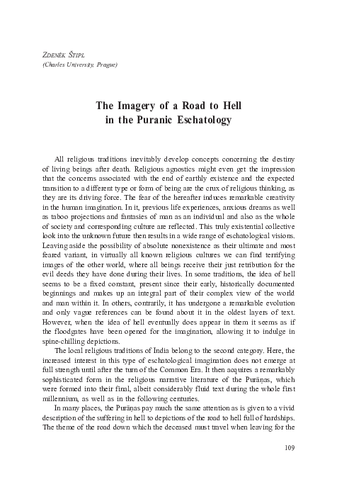 (PDF) The Imagery of a Road to Hell in the Puranic Eschatology, In: (ed ...