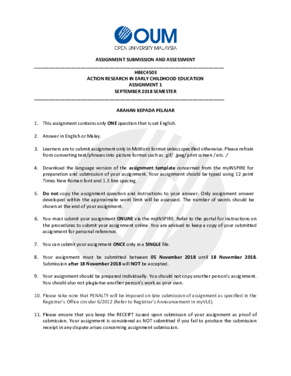 Doc Assignment Submission And Assessment