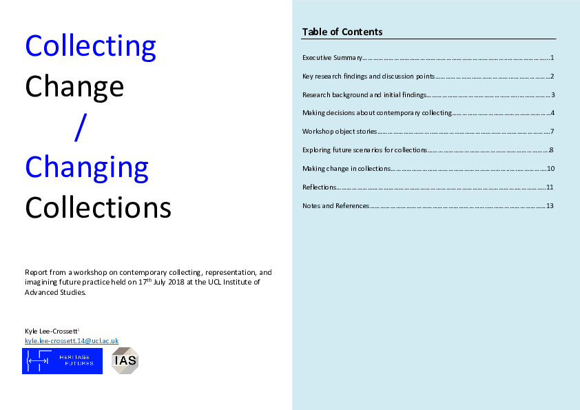 (PDF) Collecting Change / Changing Collections Report