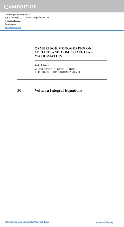(PDF) CAMBRIDGE MONOGRAPHS ON APPLIED AND COMPUTATIONAL MATHEMATICS Series Editors 30 Volterra ...
