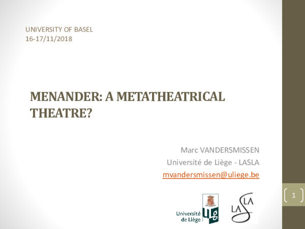 (PDF) Menander: A Metatheatrical Theatre?