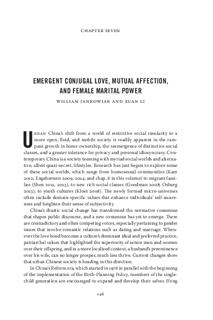 (PDF) Emergent Conjugal Love, Mutual Affection, and Female Power