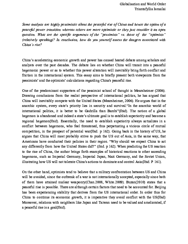 (PDF) Chinas peaceful rise