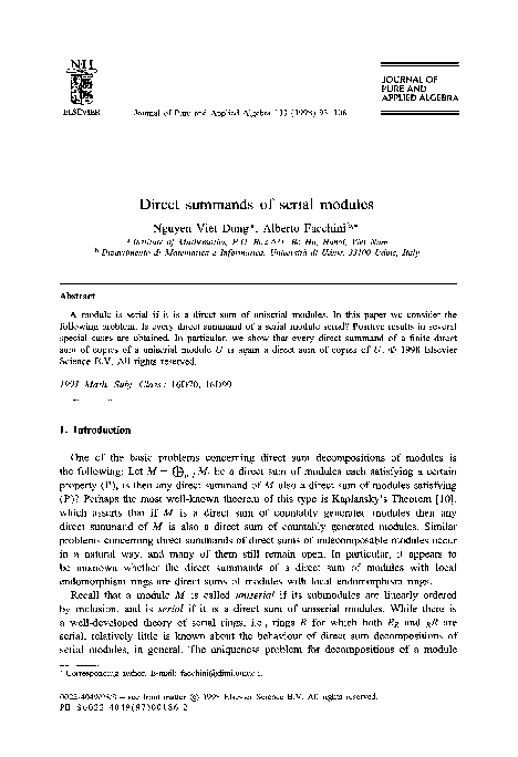 (PDF) Direct summands of serial modules