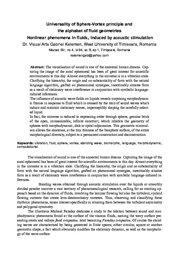 (PDF) Universality of Sphere-Vortex principle and the alphabet of fluid ...