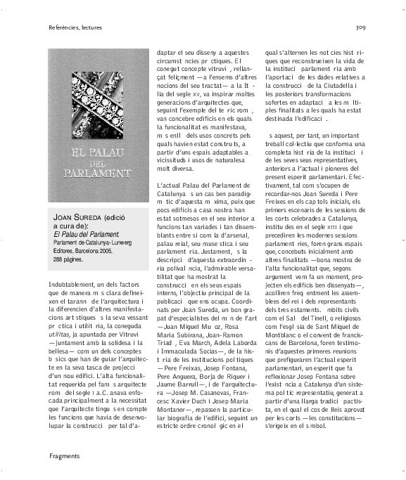 (PDF) Joan Sureda (ed.), "El Palau del Parlament"