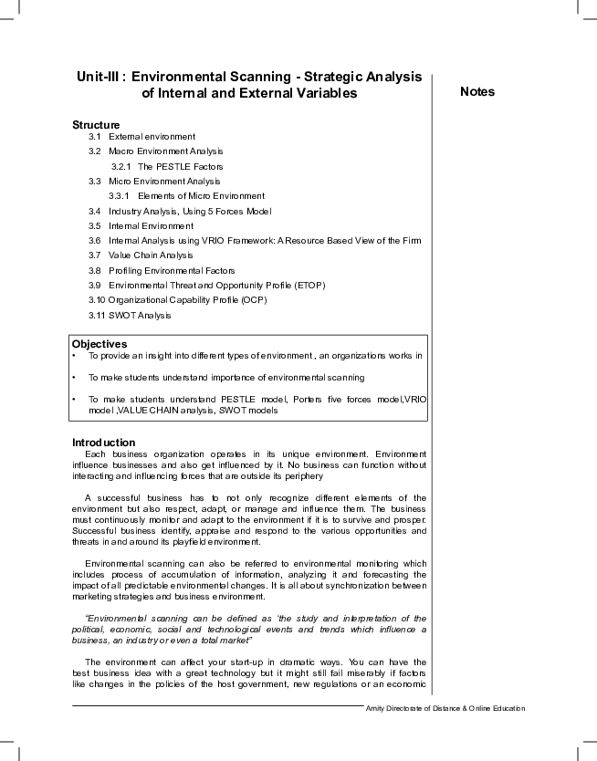 (PDF) Business Policy & Strategic Management Unit-III : Environmental ...