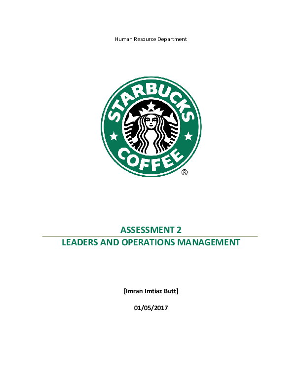 (DOC) Leaders and Operations Management - Starbucks as an Organization