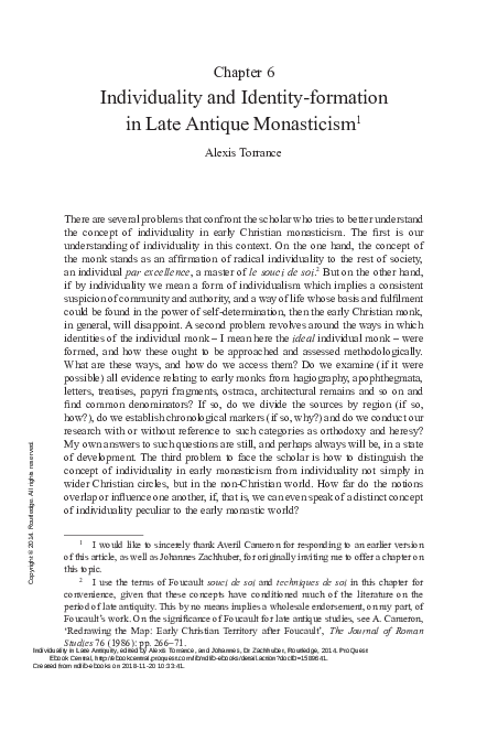 (PDF) Individuality and Identity-formation in Late Antique Monasticism