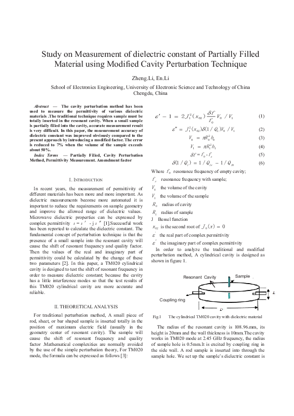 (PDF) Study on Measurement of dielectric constant of Partially Filled ...