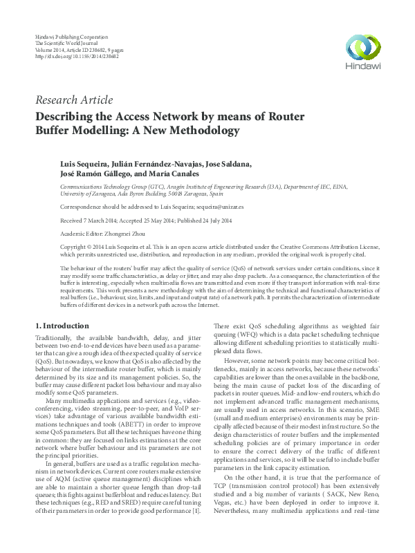 Pdf Describing The Access Network By Means Of Router Buffer Modelling A New Methodology