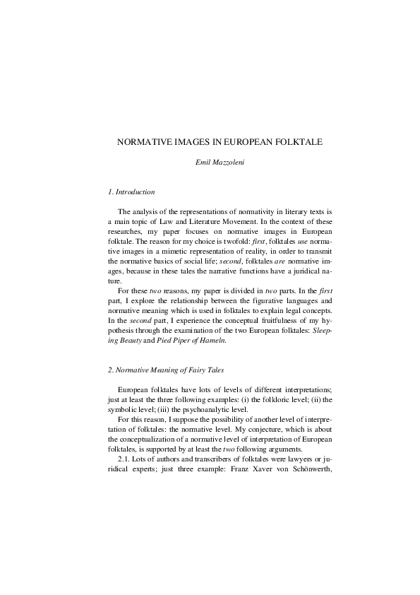 (PDF) Normative Images in European Folktales