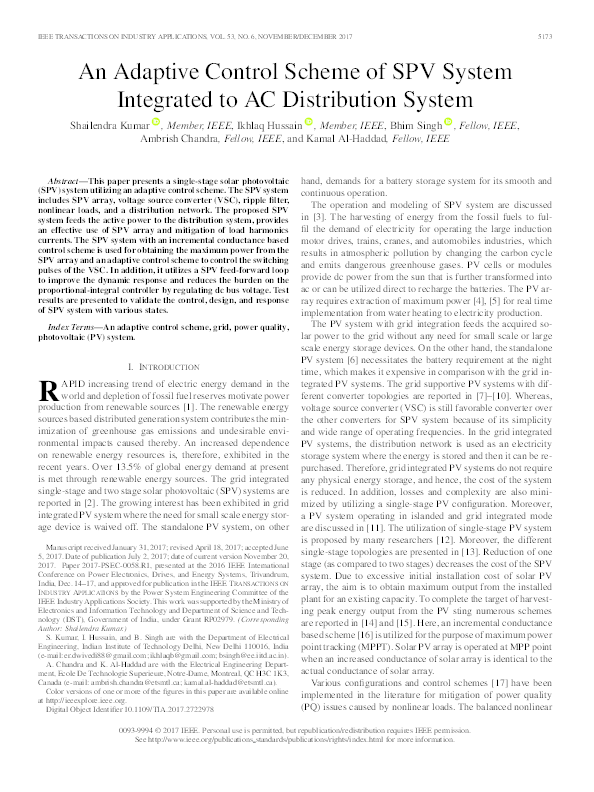 (PDF) An Adaptive Control Scheme of SPV System Integrated to AC ...