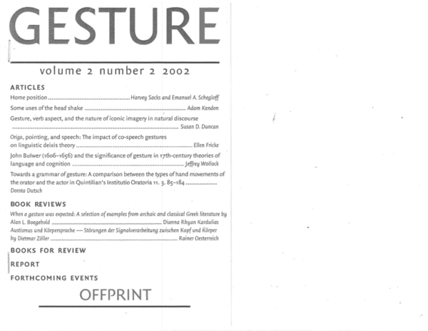 (PDF) Towards a Grammar of Gesture: A Comparison Between the Types of ...