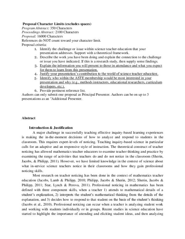 (DOC) Science Teacher Professional Noticing: What do "expert" teachers ...