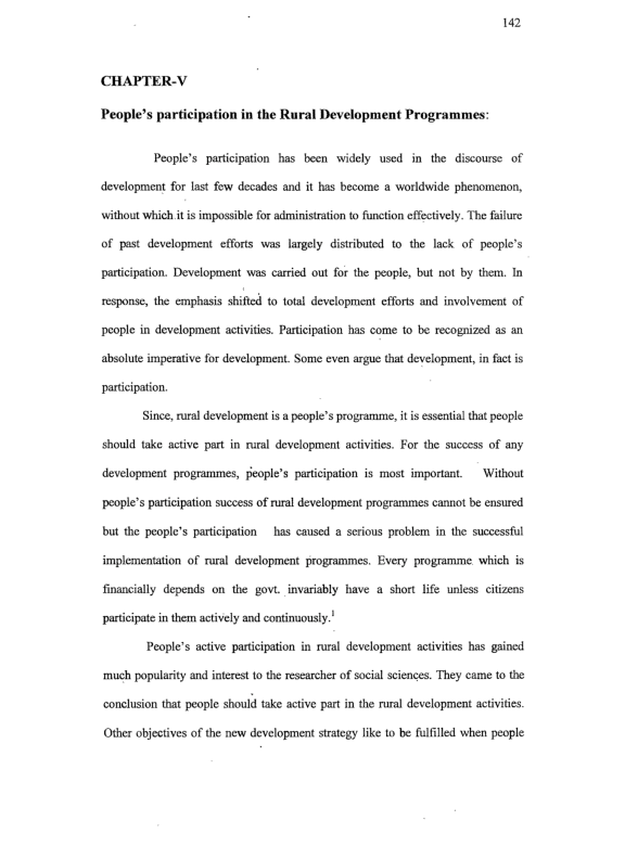 (PDF) CHAPTER-V People's participation in the Rural Development Programmes