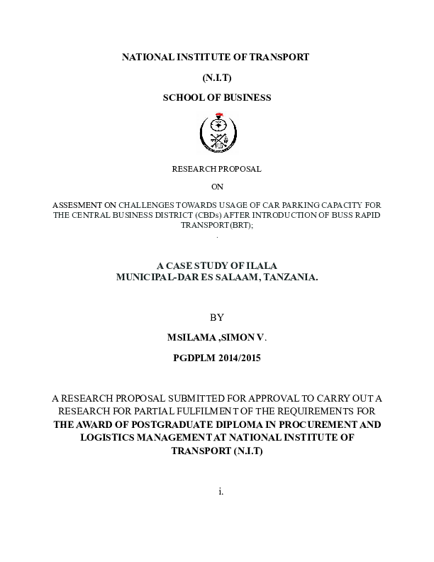 (DOC) NATIONAL INSTITUTE OF TRANSPORT (N.I.T) SCHOOL OF BUSINESS A CASE ...