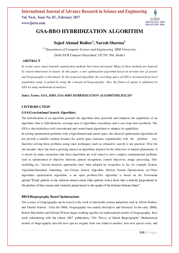 (PDF) GSA-BBO HYBRIDIZATION ALGORITHM