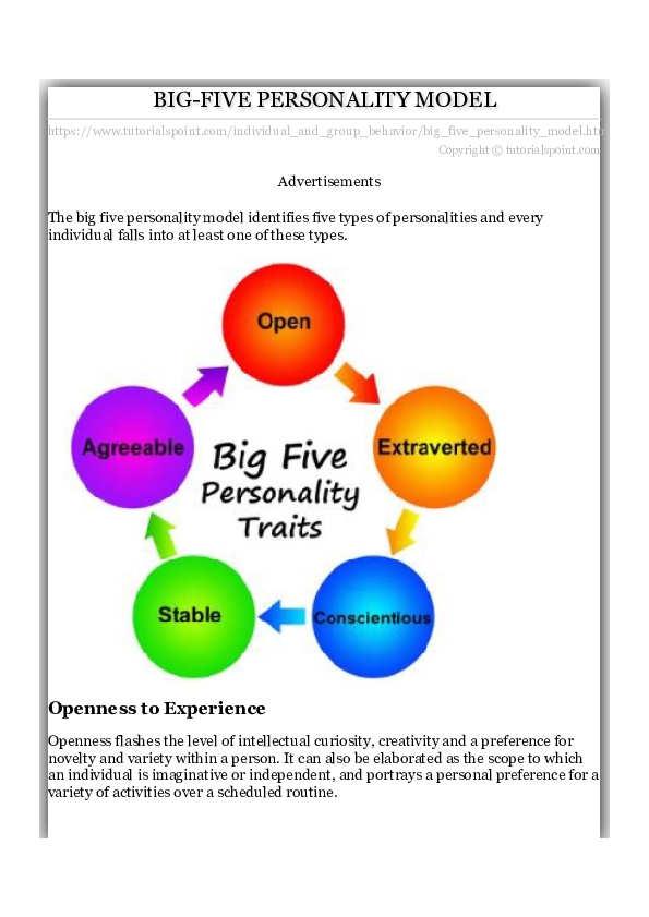 (PDF) BIG-FIVE PERSONALITY MODEL