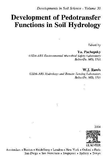 (PDF) Development of pedotransfer functions in soil hydrology