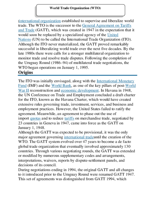 (DOC) World Trade Organization