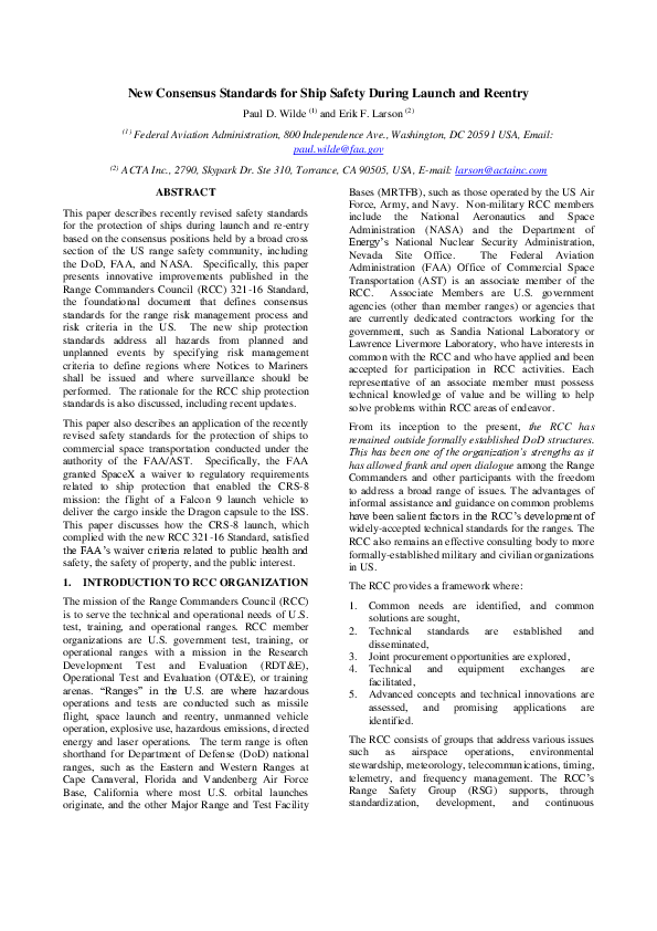 (PDF) New Consensus Standards for Ship Safety During Launch and Reentry ...